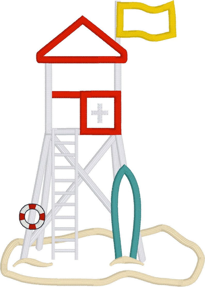 Lifeguard Beach Tower Summer Appliqué Design Download for Embroidery ...