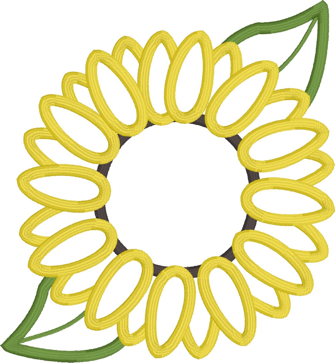 Sunflower applique embroidery design file for use with an | Etsy