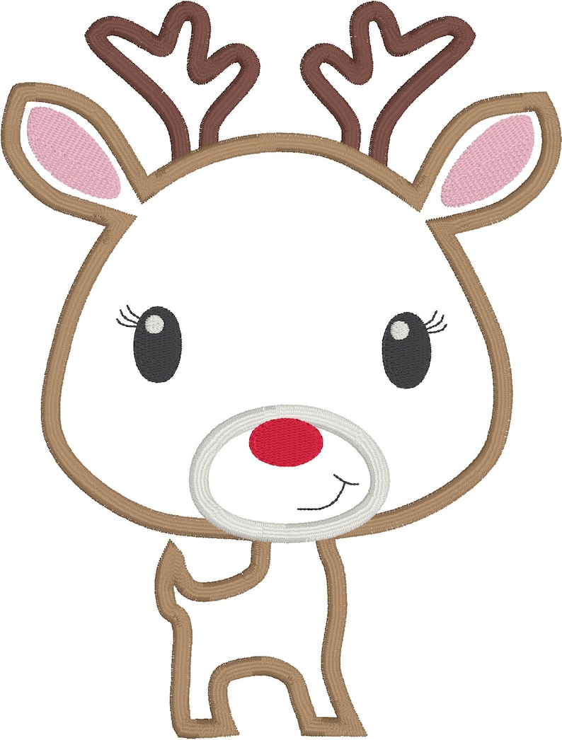 Reindeer Applique' Design, Embroidery Machine Applique Design, Rudolph ...