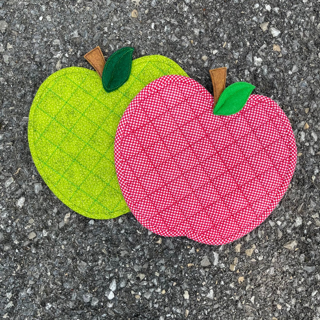 ITH Quilted Apple Potholder or Trivet Embroidery Design File for Use ...