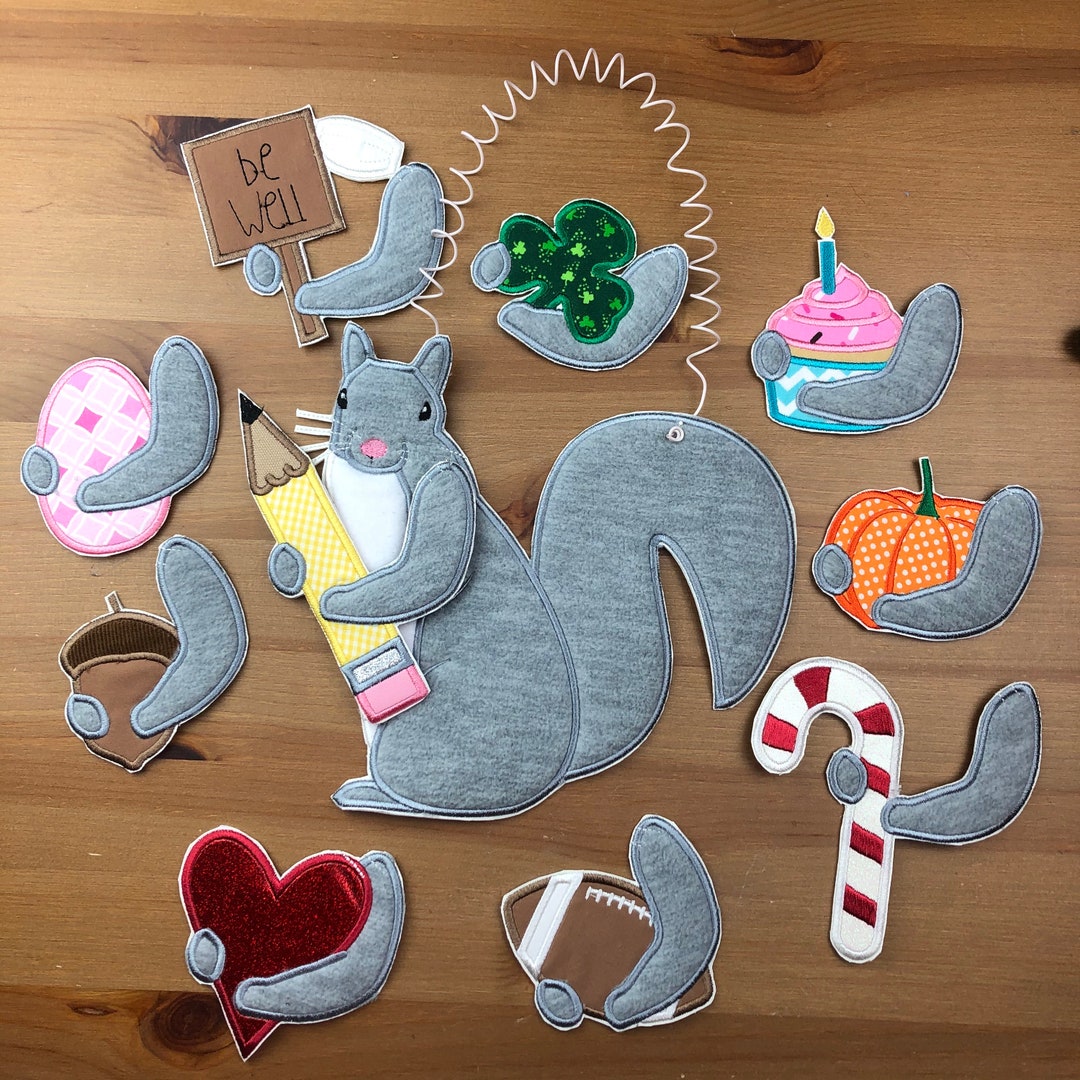 ITH Squirrel Door Hanger With 10 Interchangeable Accessories Embroidery ...