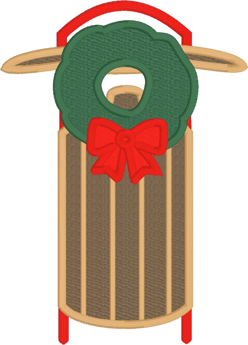 Retro Sled Christmas Applique Embroidery Design Download for - Etsy