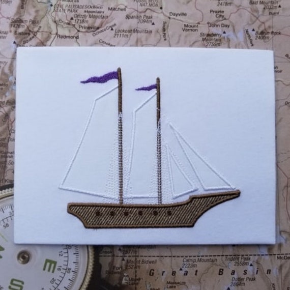 Sailing Ship Applique Embroidery Design File for Use With an | Etsy
