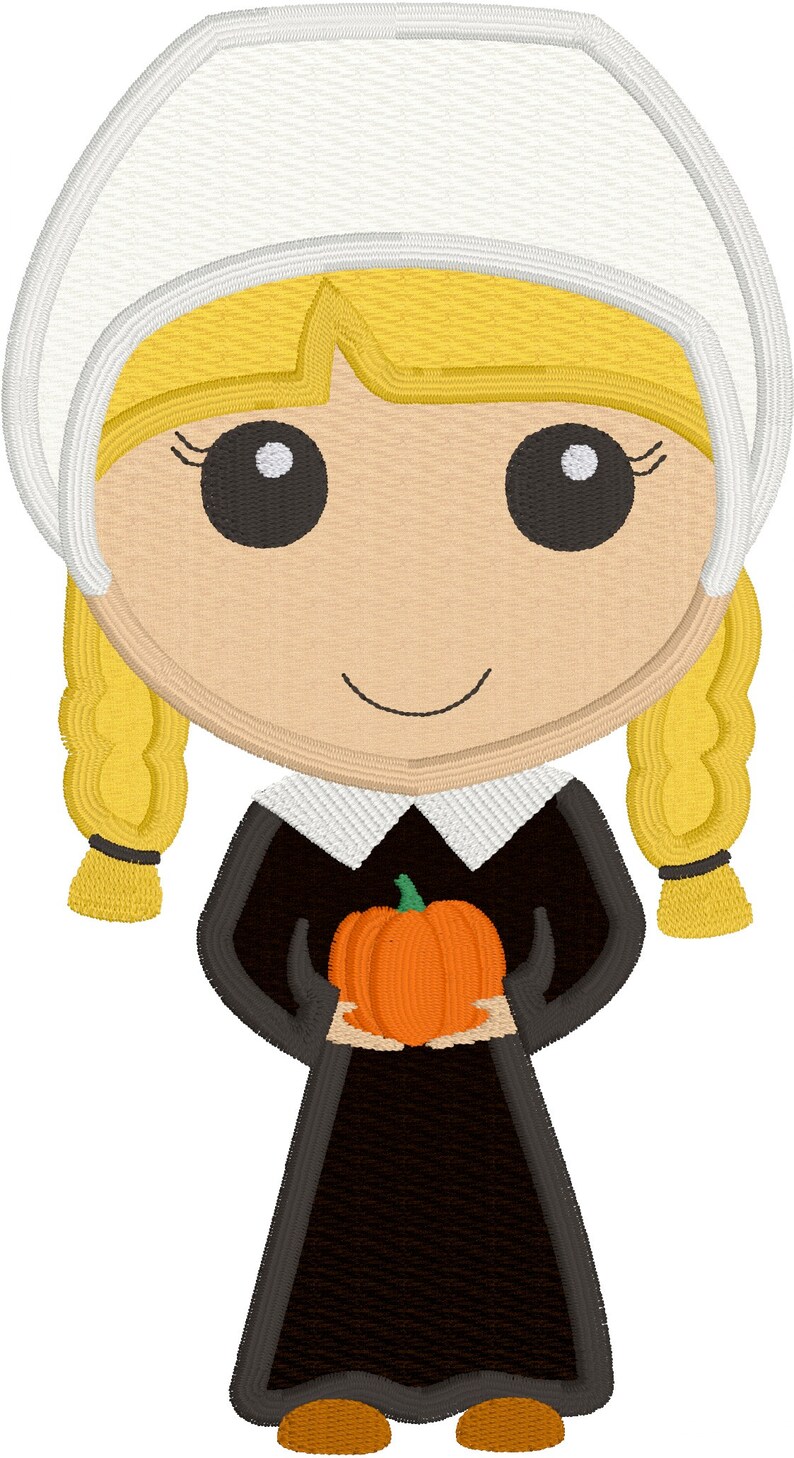 Pilgrim Girl Applique Embroidery Design File for Use With an - Etsy