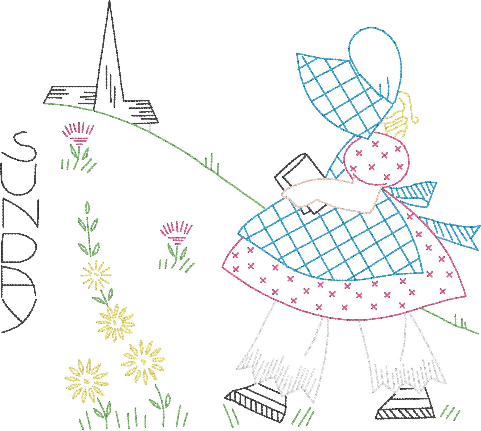 Vintage Little Susan Days of the Week Bundle Embroidery Design for ...