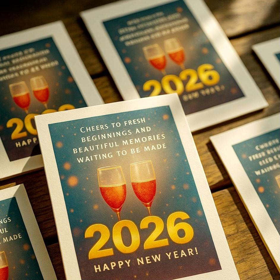 2026 New Year Greeting Card Canva Template | Editable Champagne ...