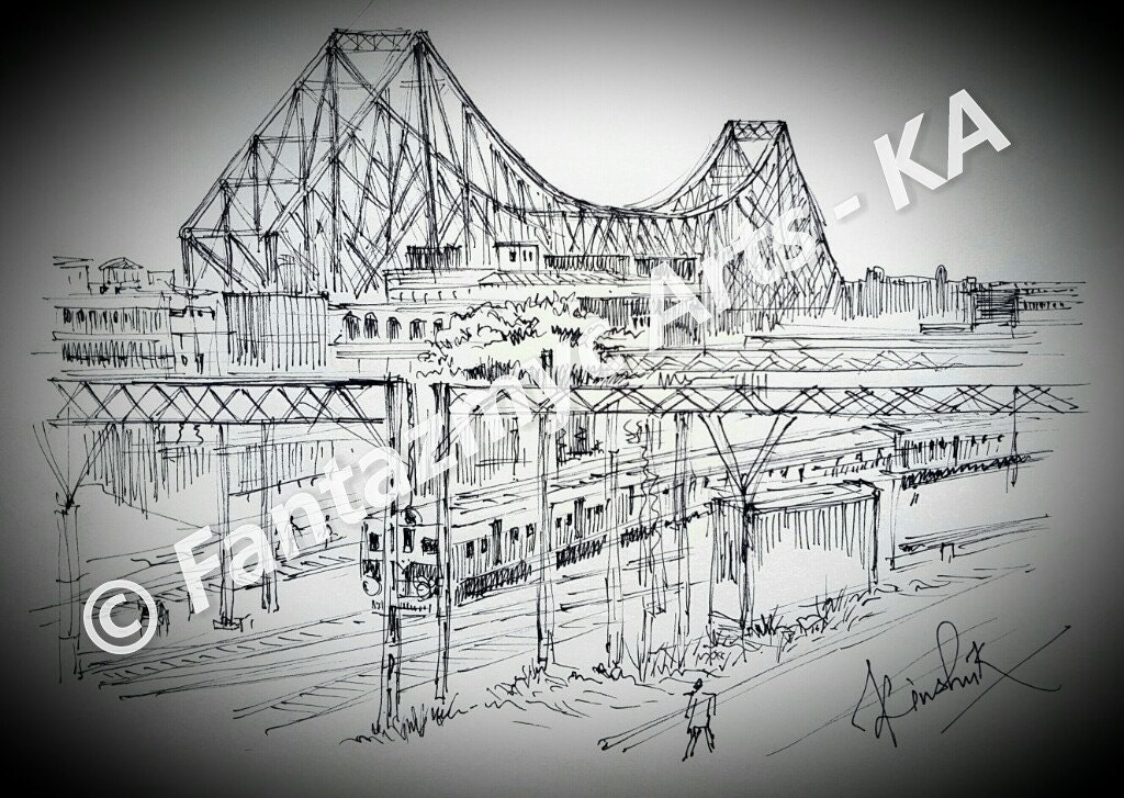 Howrah Bridge Kolkata Sketch