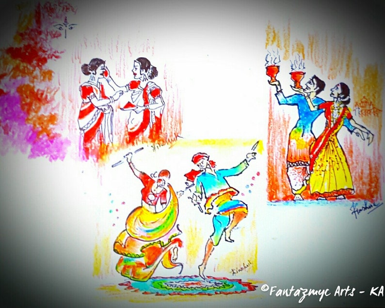 Dandiya to Dhunuchi Naach - Gujarat to Bengal - Etsy UK