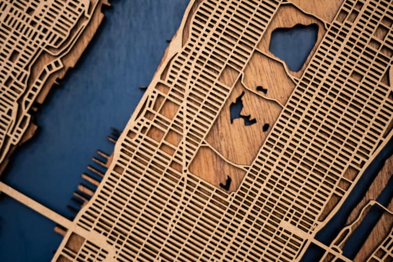 New York City Laser Cut Wood Map Unique Hand Made Multi - Etsy