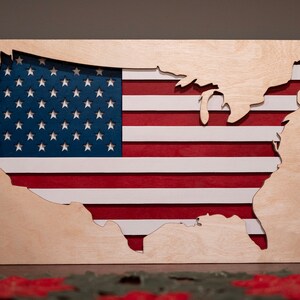 USA United States Map Laser Cut Multi-layered Wall Art Decor 3 ...