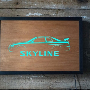 Nissan GTR Skyline R34 LED Light up Multi-layered Car Sign Wall Art ...