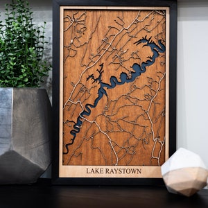 Raystown Lake Laser Cut Wood Map Unique Hand Made Multi Layered Wooden ...