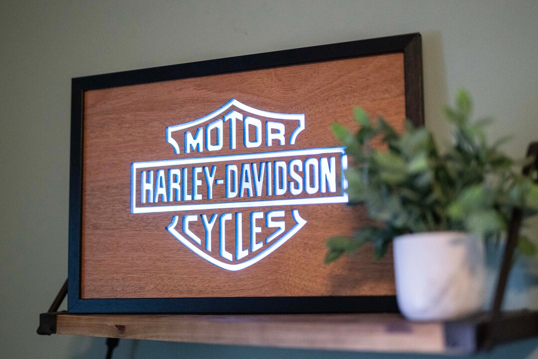 Harley Davidson LED Light up Multi-layered Car Sign Wall Art Decor 3 ...