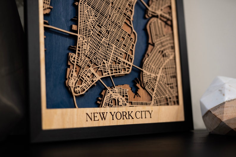New York City Laser Cut Wood Map Unique Hand Made Multi - Etsy