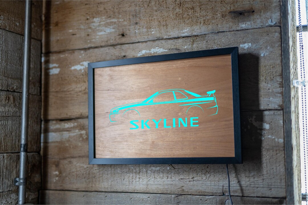 Nissan GTR Skyline R34 LED Light up Multi-layered Car Sign Wall Art ...