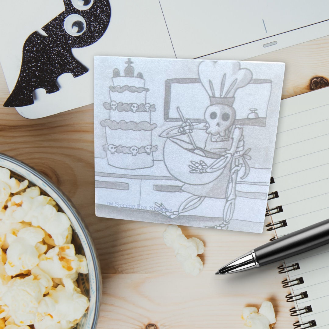 Skeleton Baker Sticky Note Pad - Etsy