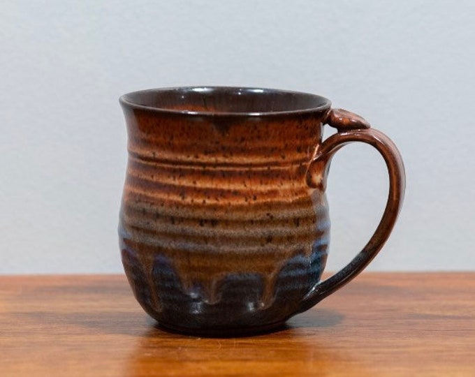 Earth Tones Ceramic Coffee Mug Brown and Blue - Etsy