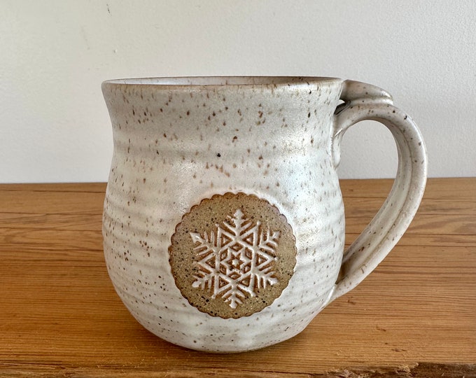 The Irene Pottery Mug Snowflake Winter Coffee Mug - Etsy