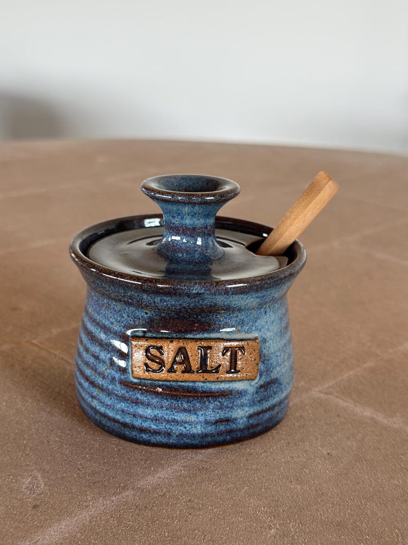 Sea Salt Jar With Lid and Wooden Spoon- Perfect for the Home Chef - Etsy