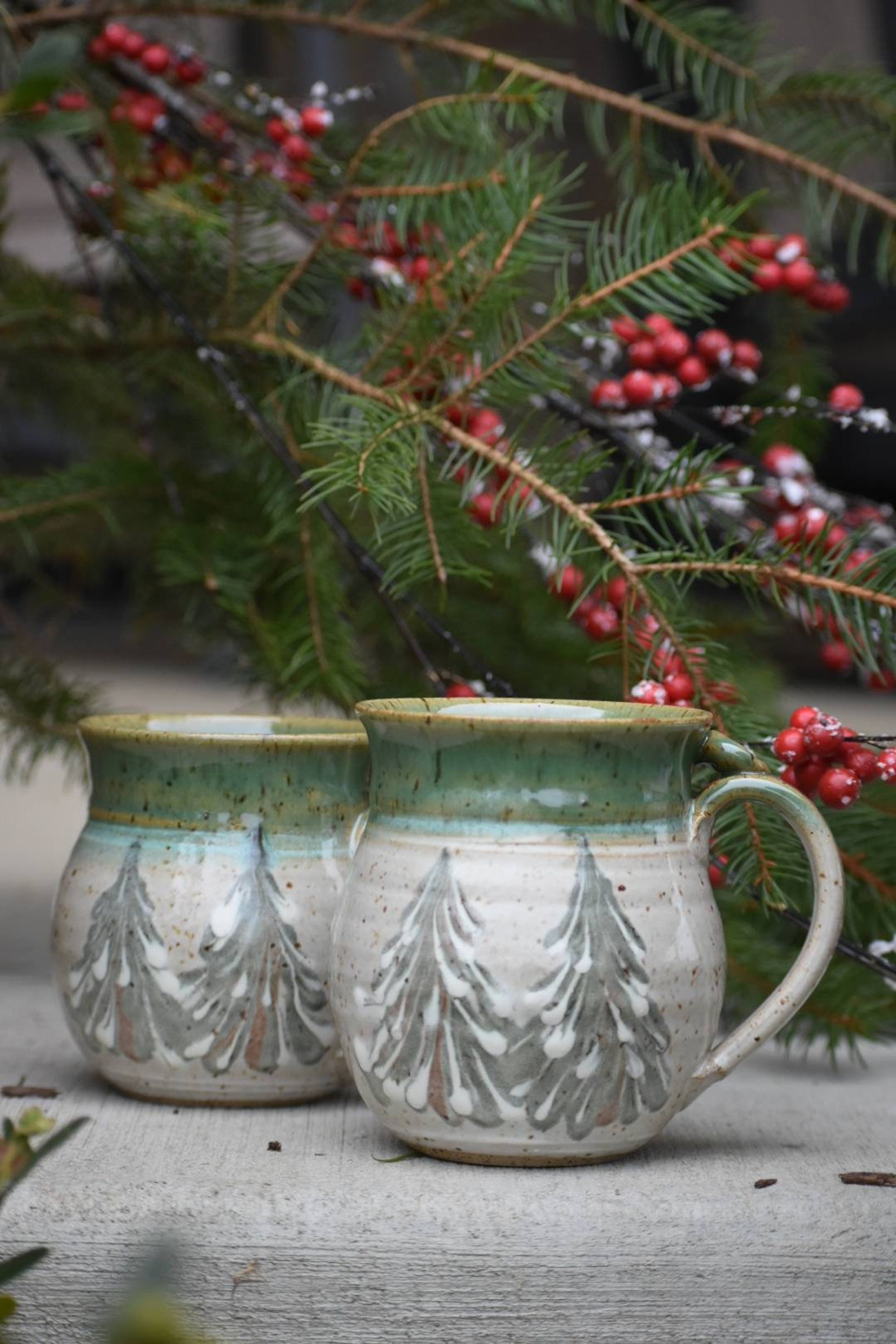Winter Tree Ceramic Coffee Mug - Etsy
