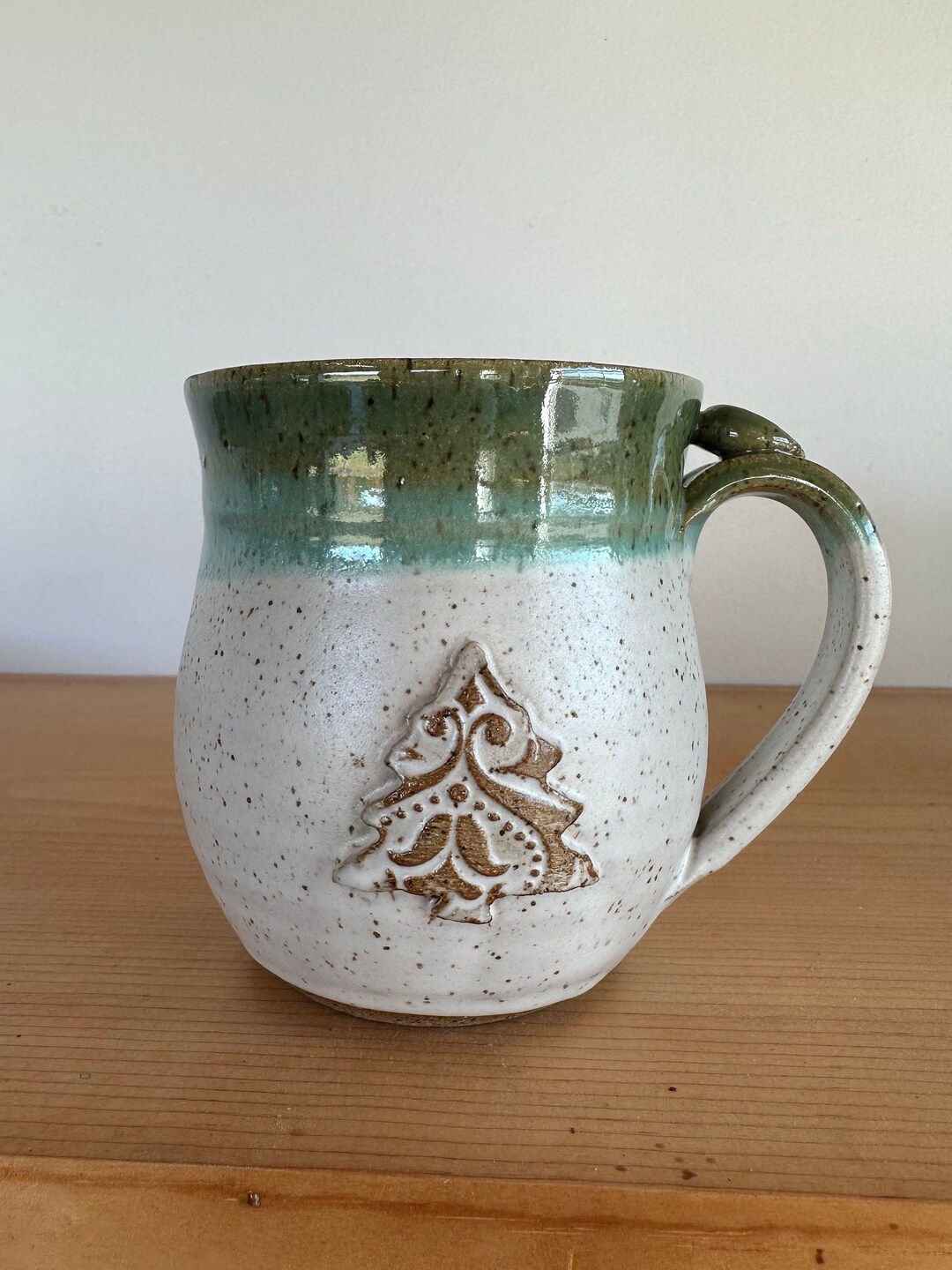 Winter Pottery Coffee Mug With Small Tree Decoration Hot Chocolate Cup ...