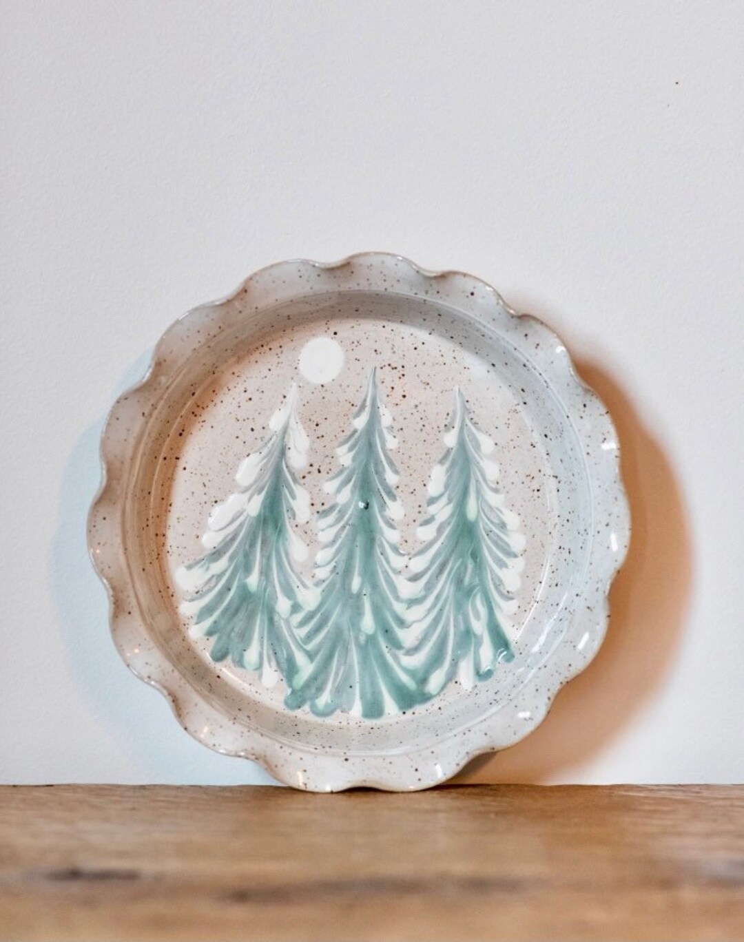 Ceramic Pie Dish Baking Winter Tree Holiday Stoneware - Etsy