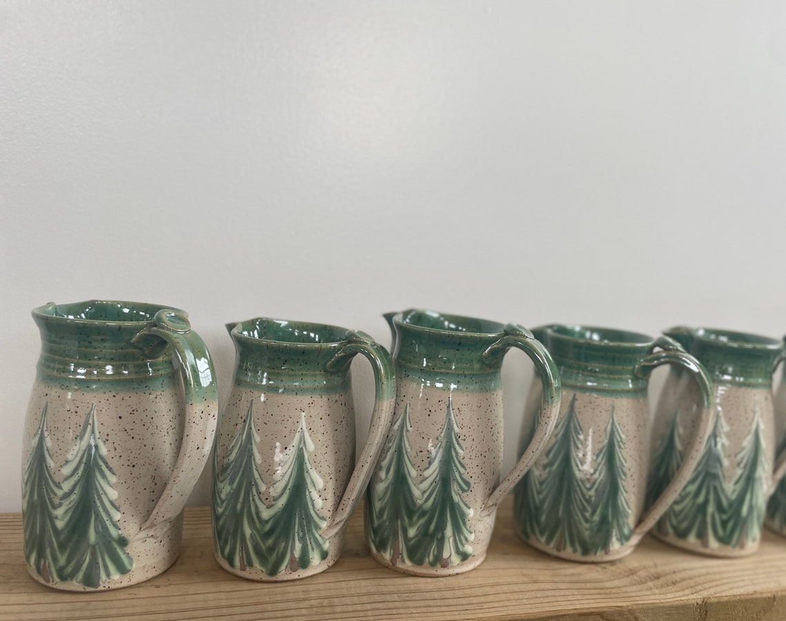 Hand Thrown Ceramic Pitcher With Winter Trees - Etsy