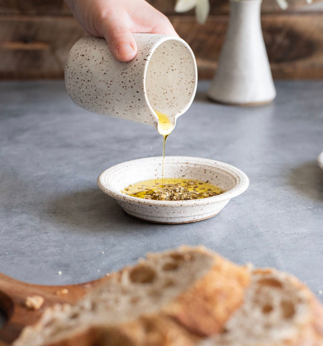 Olive Oil Pitcher and Plate Hand Thrown Stoneware Pottery - Etsy