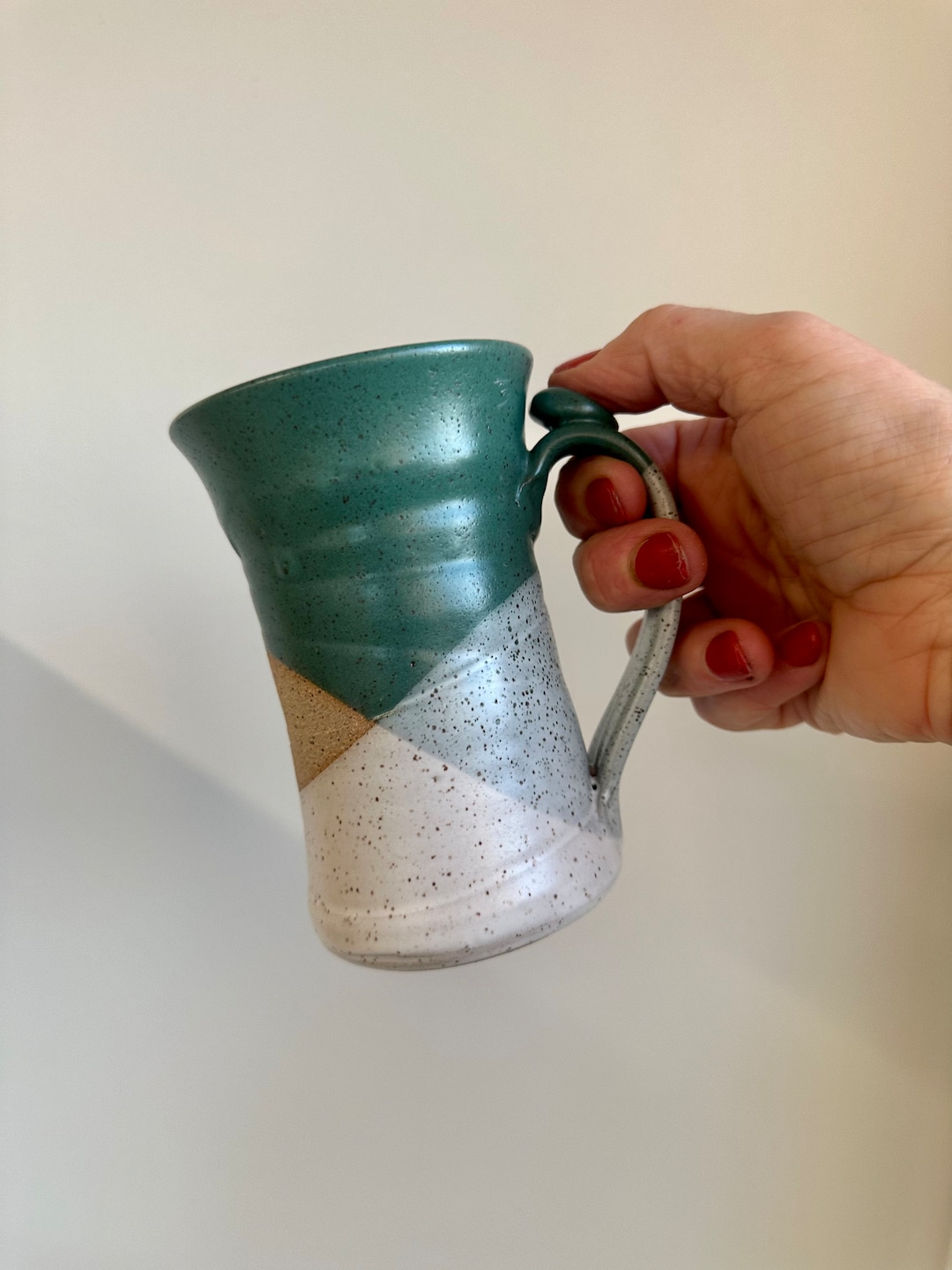 Tall Pottery Coffee Mug With Thumb Rest - Etsy