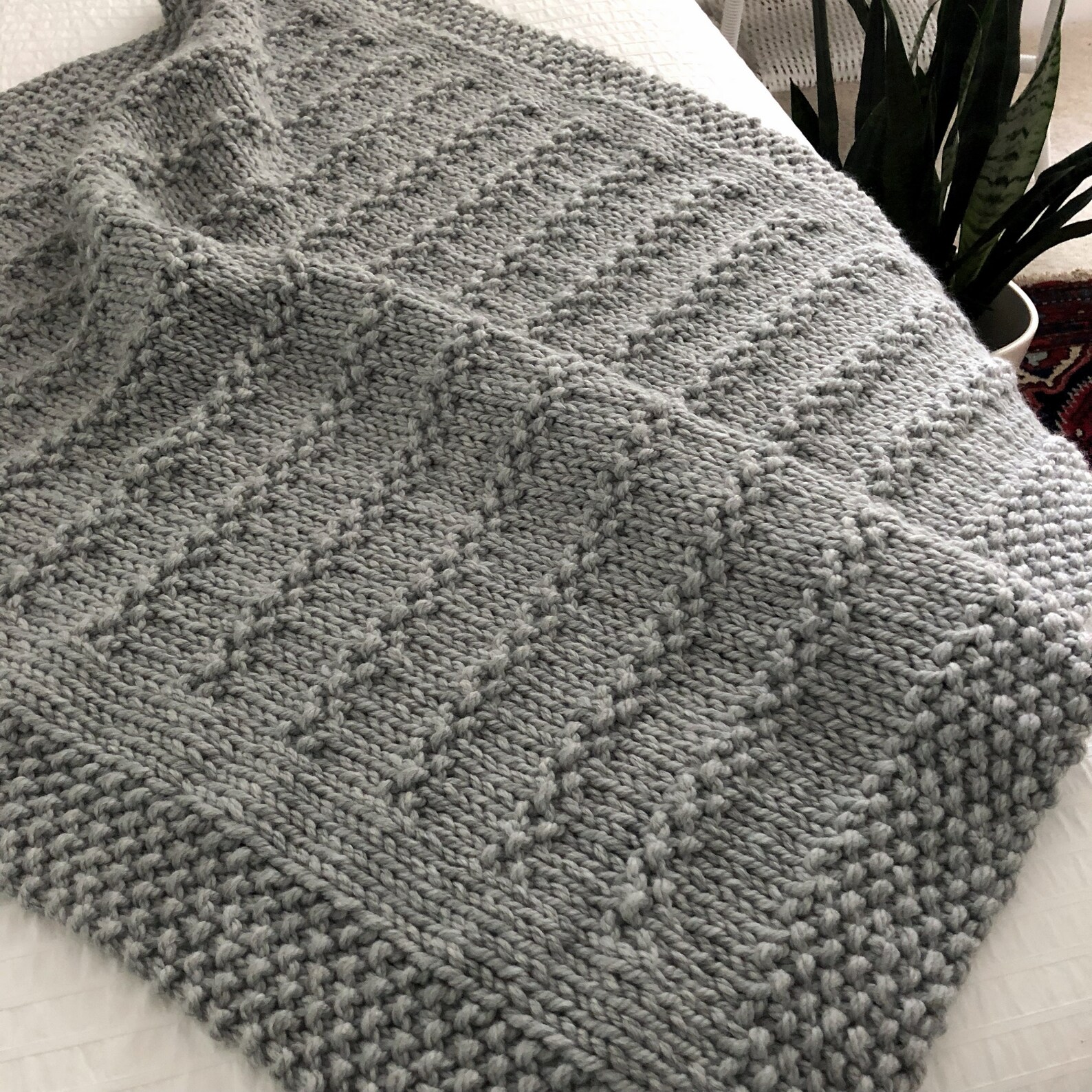 Blanket KNITTING PATTERN / Stones in the Road / Chunky Throw Knit ...