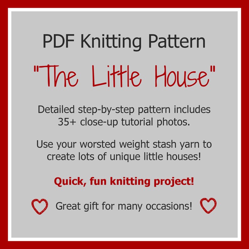 Knitting Pattern / Digital Download / Little House / New Home / First ...