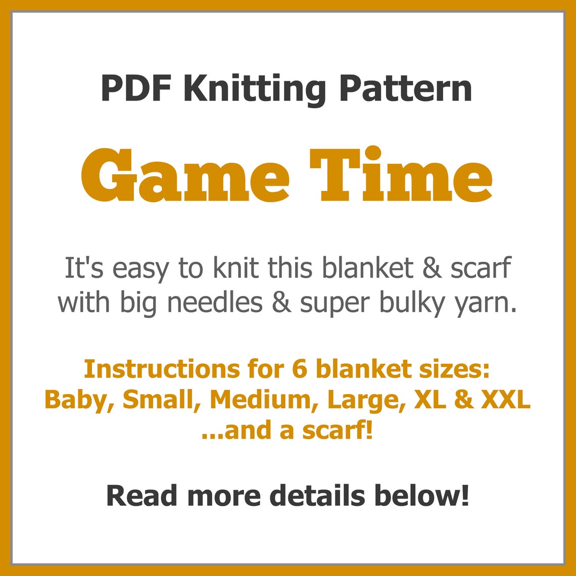 Blanket Scarf KNITTING PATTERN / Game Time / Chunky Knitting - Etsy