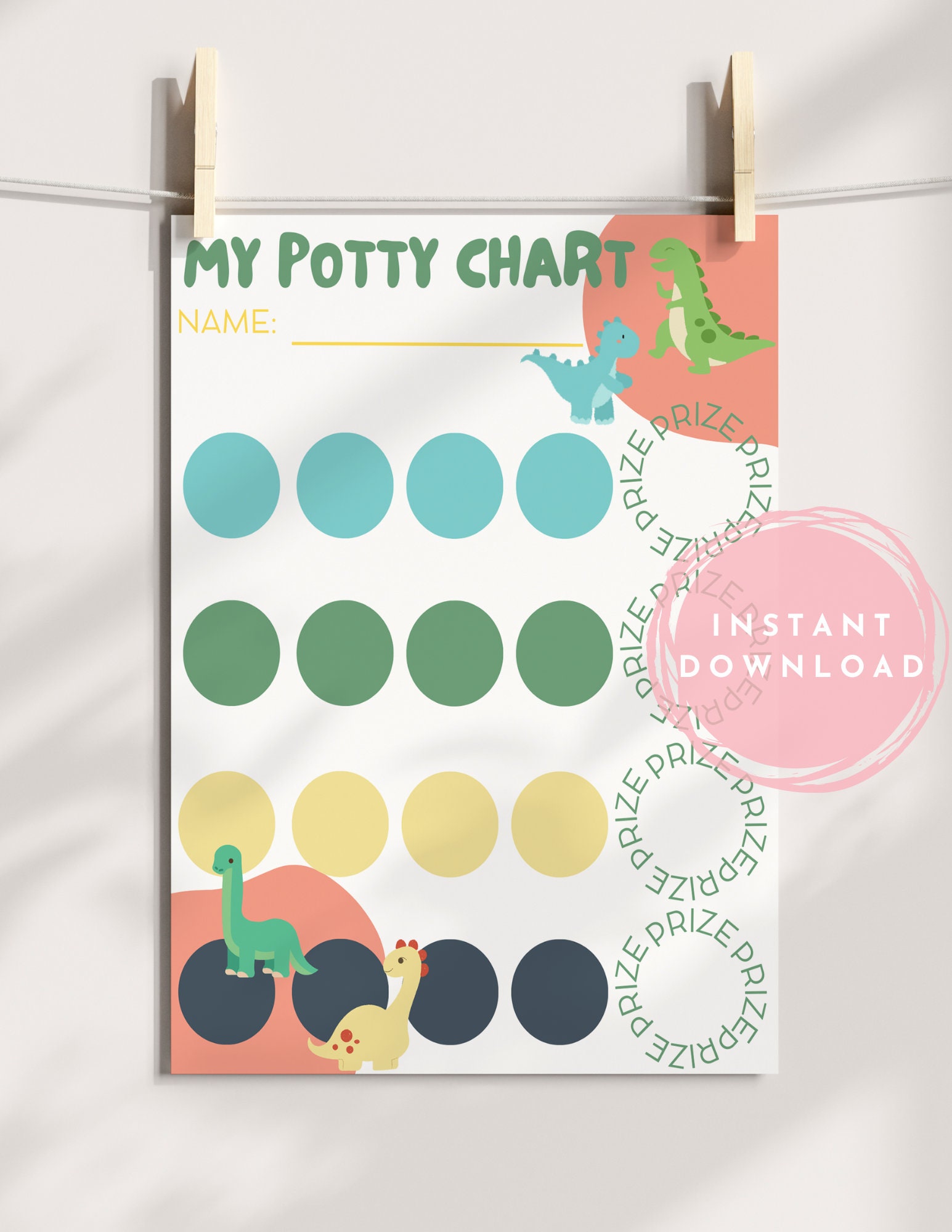 Dino Potty Chart / Motivational Toddler Potty Chart / Digital Download ...