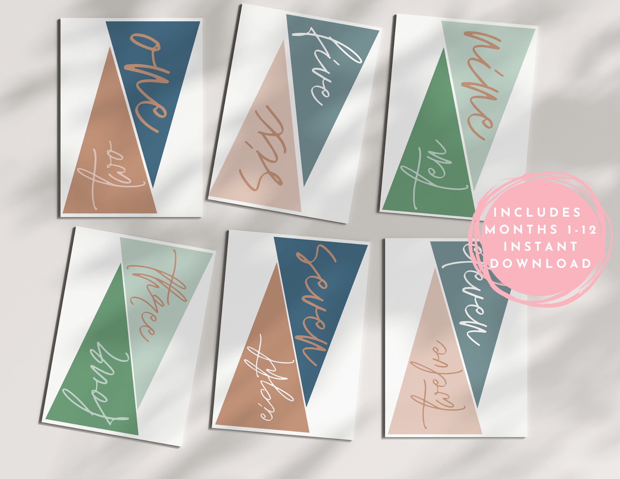 Boho Baby Monthly Pennants for Milestone Photos/1-12 Months/first Year ...