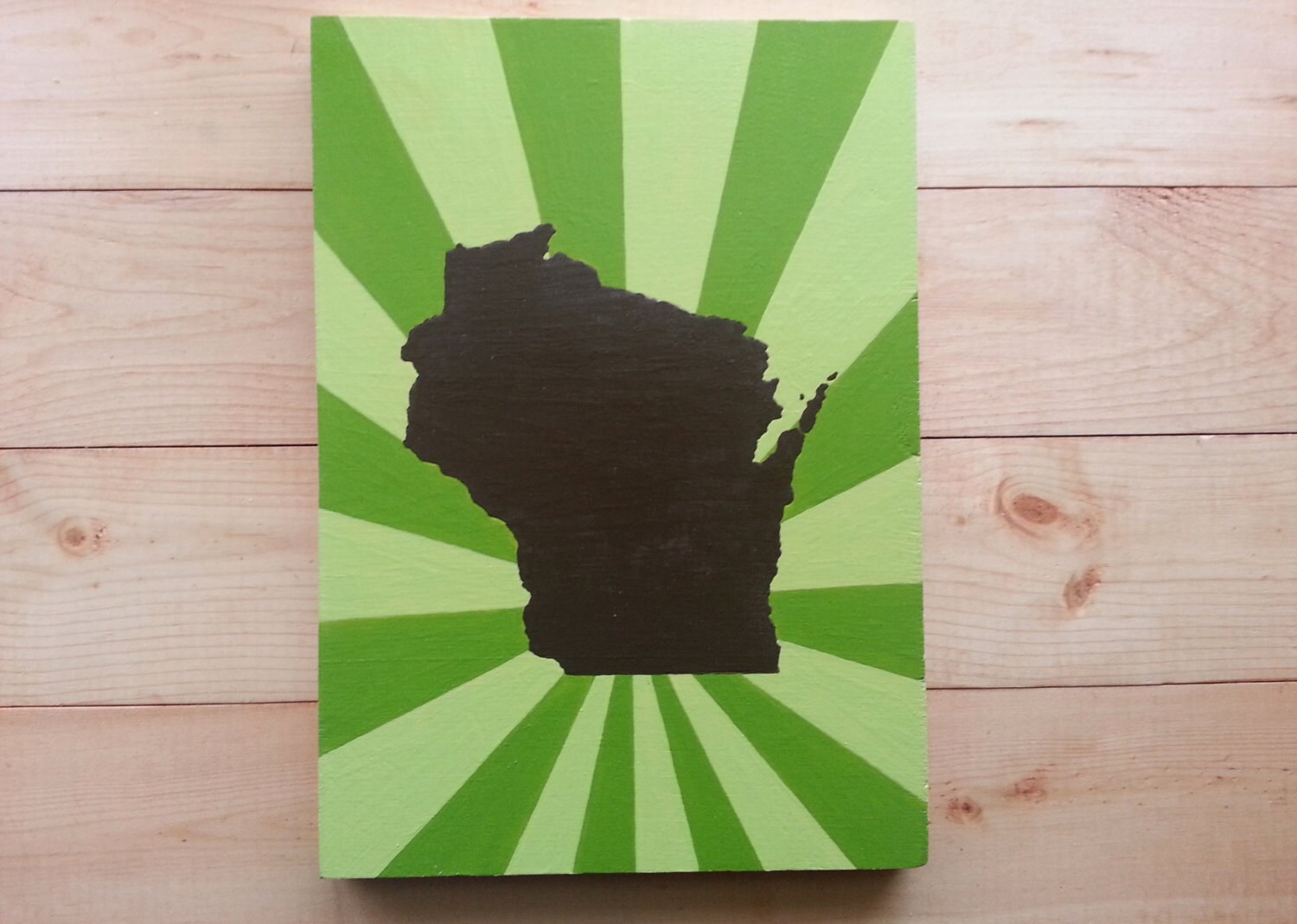 Wisconsin State Map Sunburst Wood Sign - Etsy
