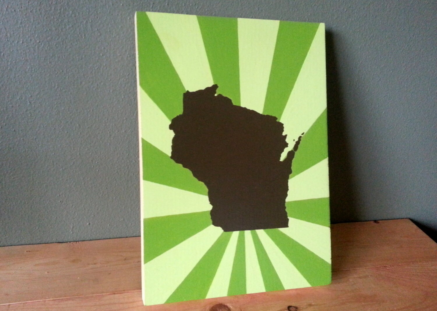 Wisconsin State Map Sunburst Wood Sign - Etsy
