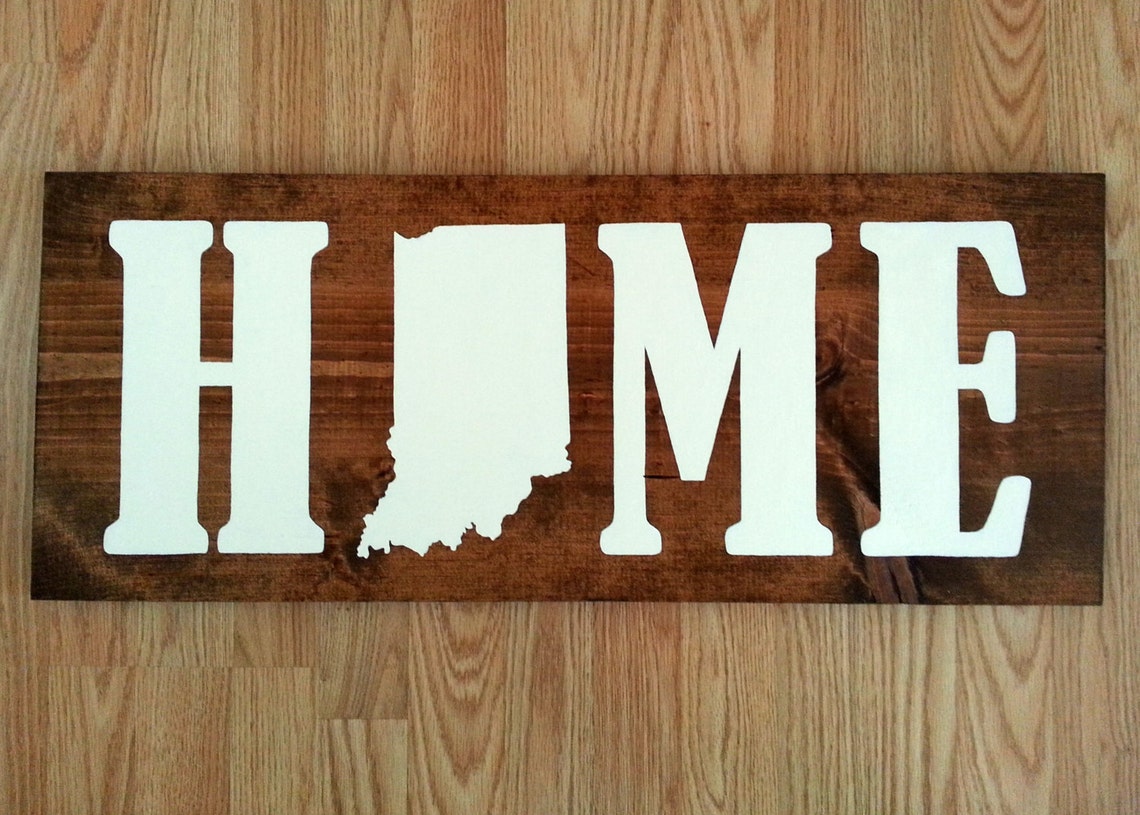 Indiana State Map Home Wood Sign - Etsy