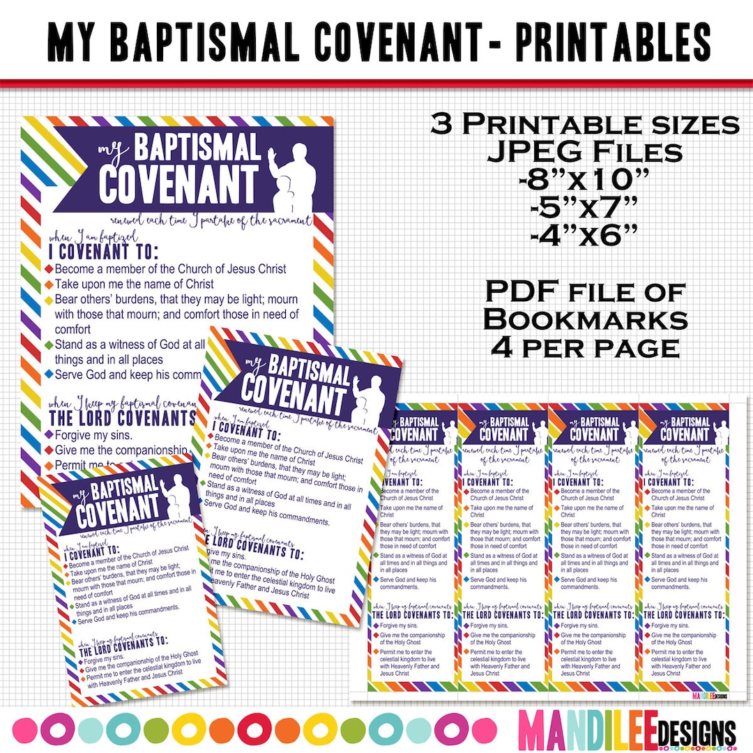 My Baptismal Covenants Digital Printables for Primary- 3 Sizes ...