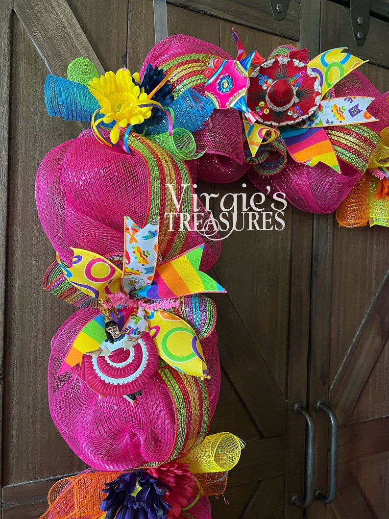 Fiesta Garland / Fiesta Deco Mesh Garland / Fiesta Birthday Garland ...