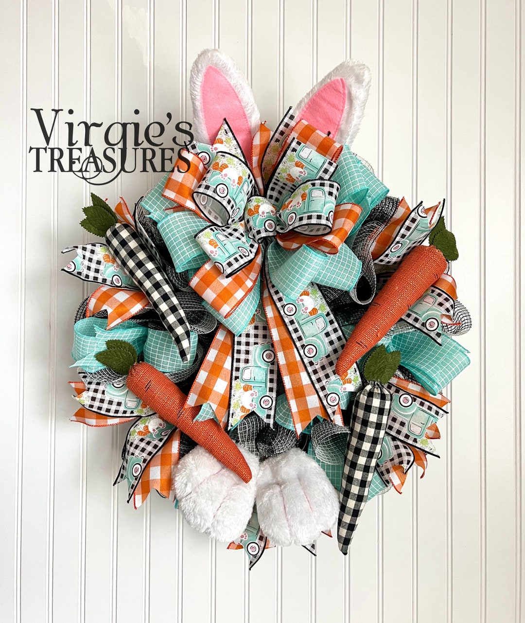 Spring Mesh Wreath, Easter Wreath, Bunny Wreath, Spring Bunny Wreath ...