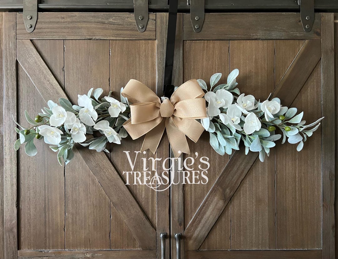 Orchid Swag, Door Swag, Wall Swag, Farmhouse Swag, Lambs Ear ...