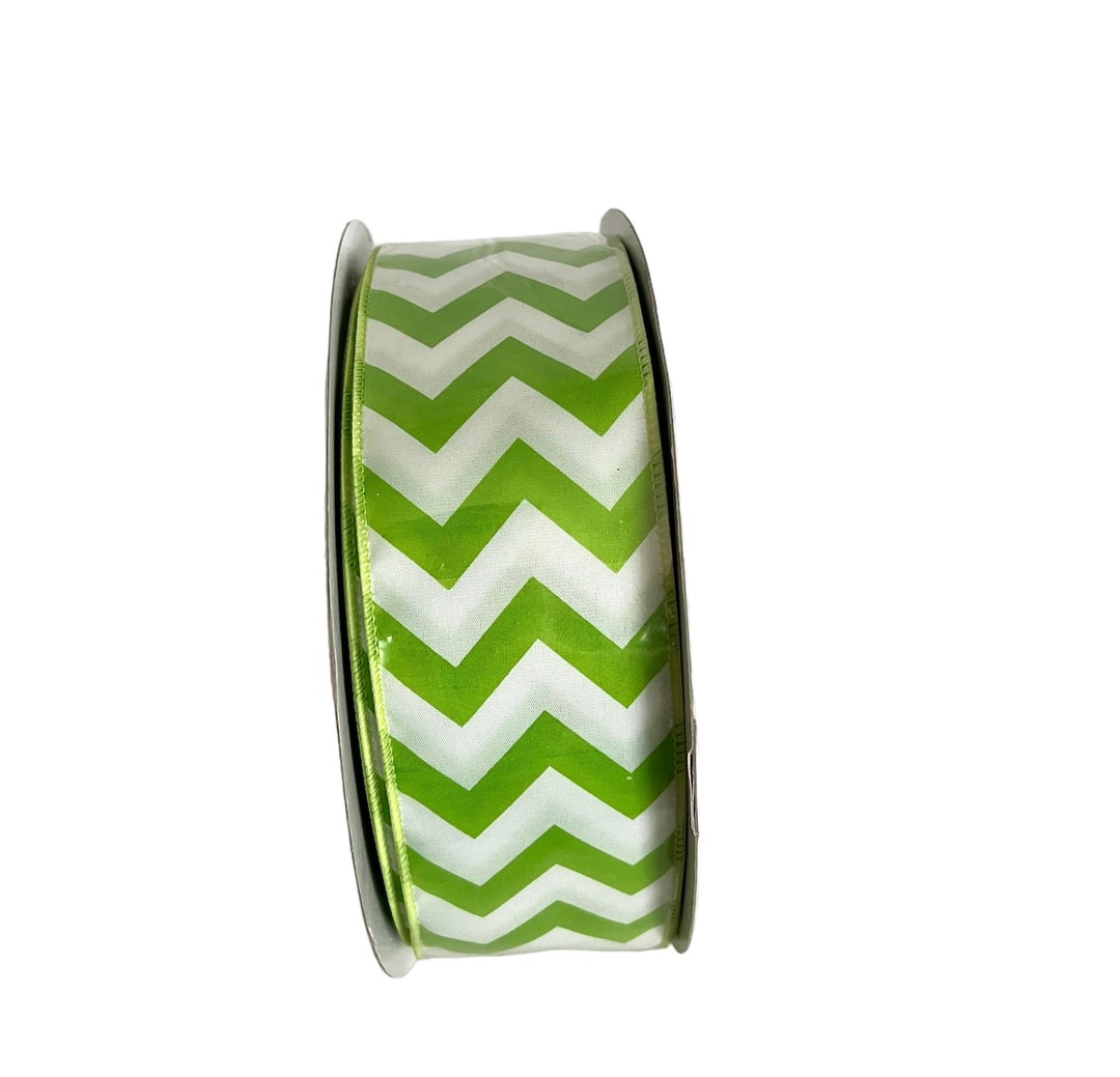 Lime Green Chevron Wired Ribbon, Chevron Ribbon, Spring Ribbon ...
