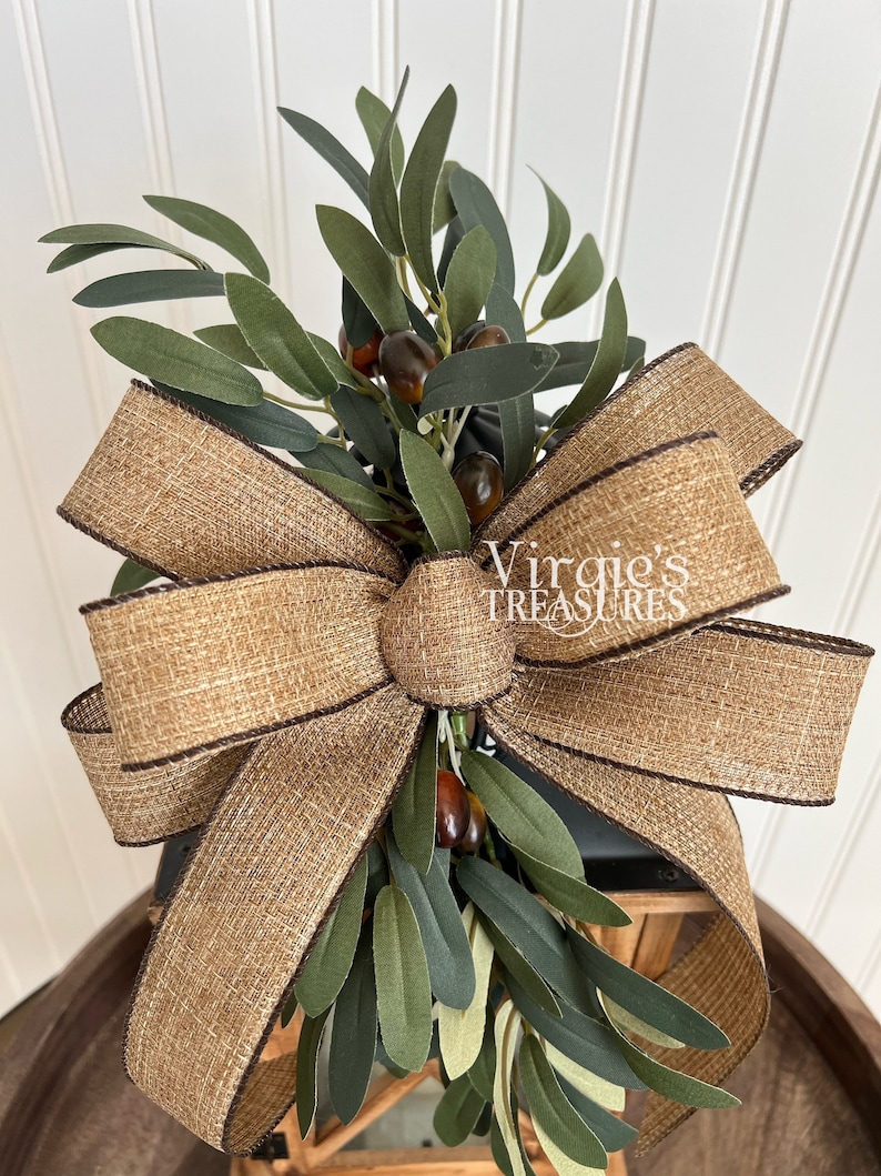 Olive Leaf Lantern Swag Farmhouse Lantern Bow Everyday - Etsy