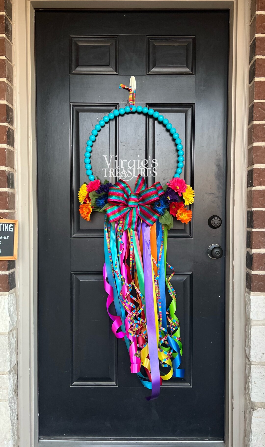Fiesta Wreath, Viva Fiesta Wreath, Wood Bead Fiesta Wreath, Fiesta ...