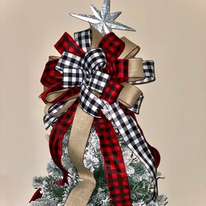 XL Buffalo Plaid Tree Topper Christmas Tree Topper Holiday | Etsy