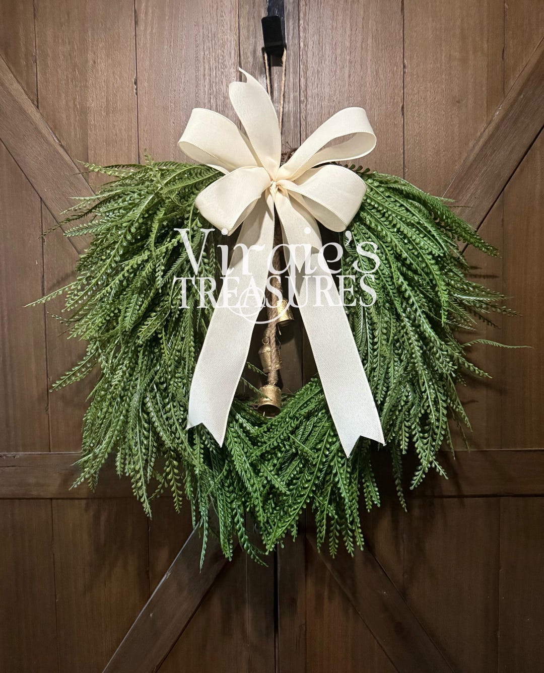 Christmas & Holiday Greenery Wreath – Gold Bells, Neutral Front Door ...