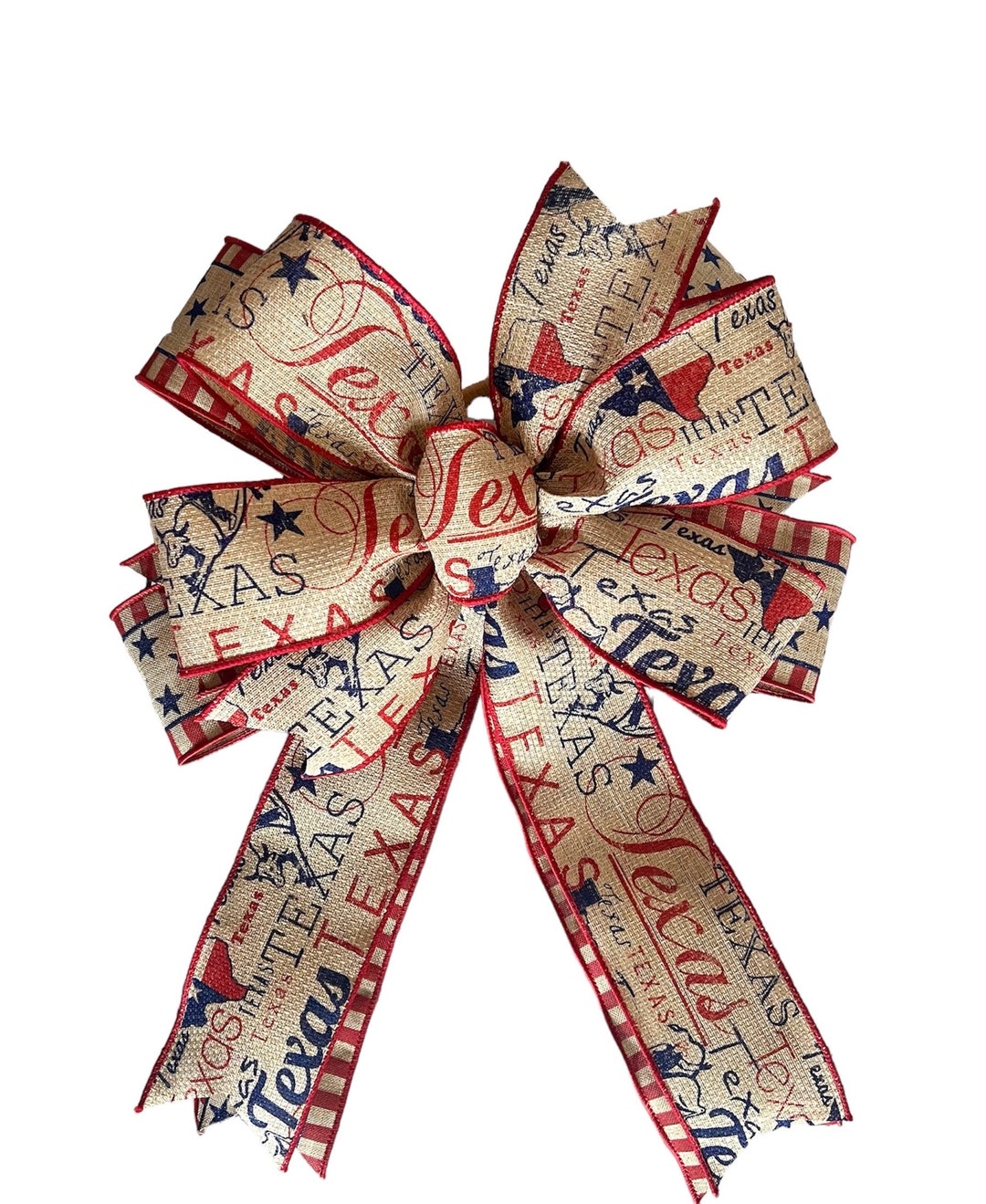 Texas Bow, Patriotic Wire Bow, Wreath Embellishment, Texas Theme Wired ...