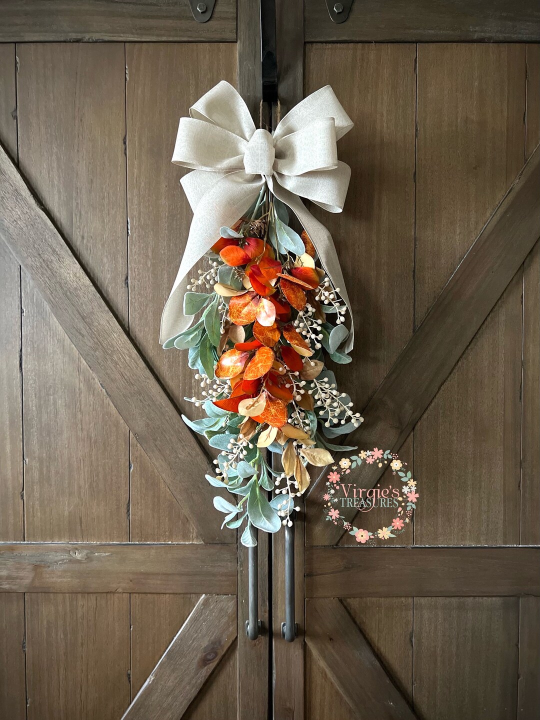 Fall Swag / Orange Eucalyptus Swag / White Berry Swag / Fall Farmhouse ...