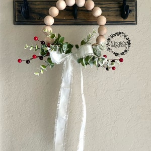 Mini Wood Bead Wreath, Mini Split Wood Ball Wreath, Mini Christmas ...