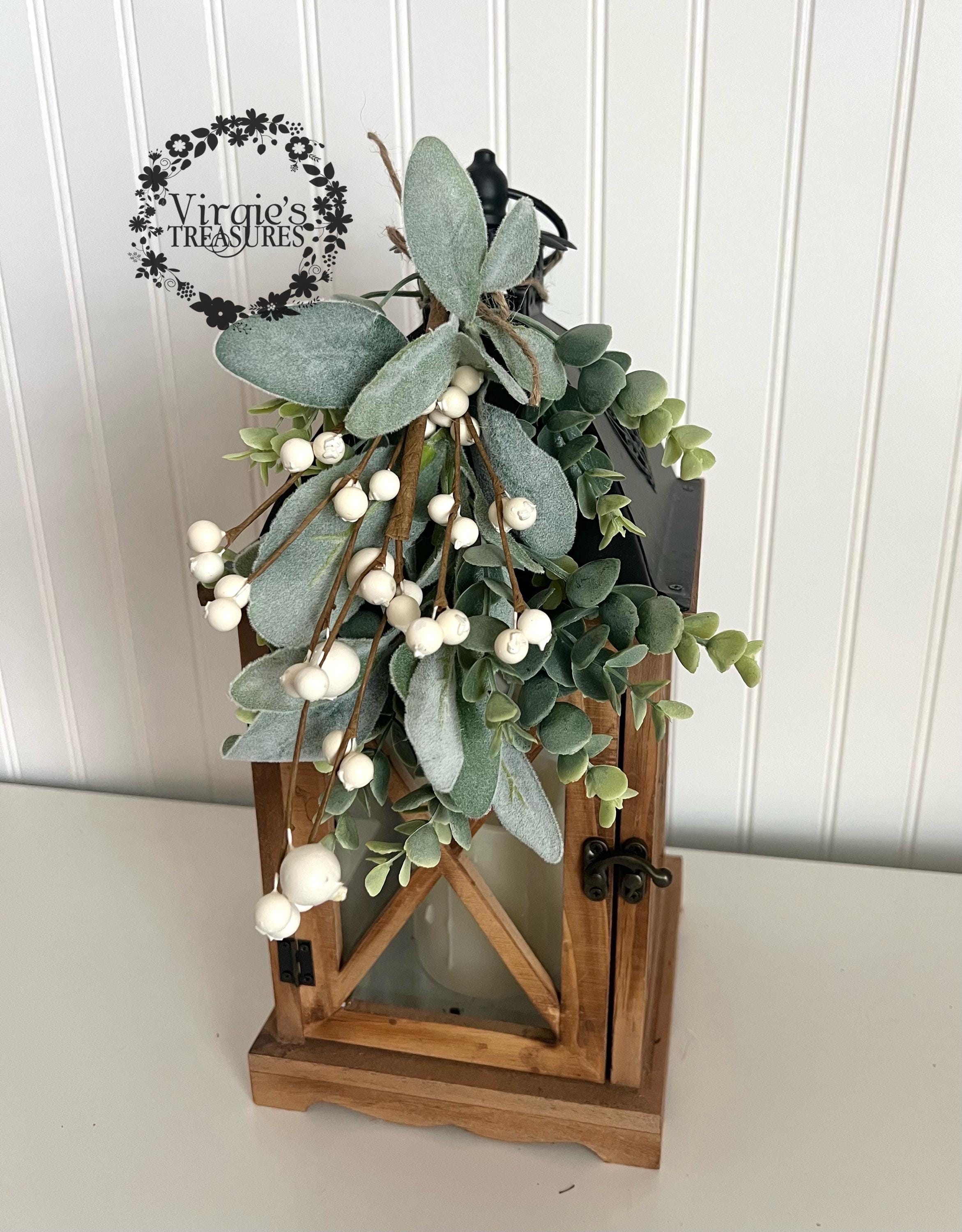 Lantern Greenery Decor / Lantern Accessory / Farmhouse Lantern Decor ...